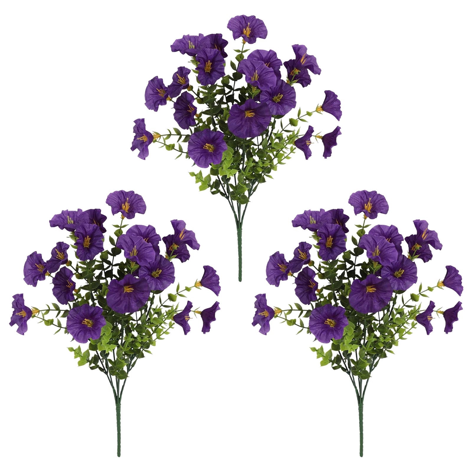 Gosuguu 3-Piece Outdoor Artificial Silk Flowers Realistic Garden Decor ...