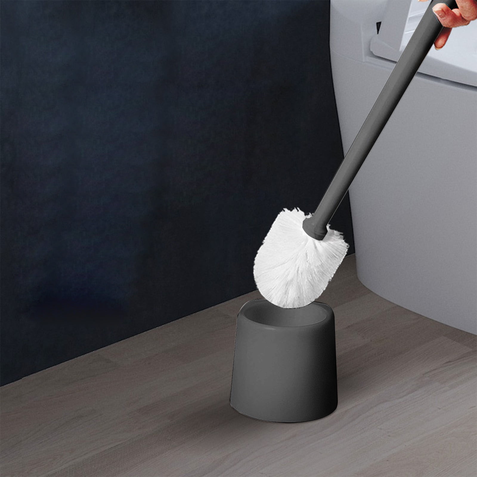 Gosuguu Compact Plastic Toilet Bowl Brush with Drip-Free Base and ...