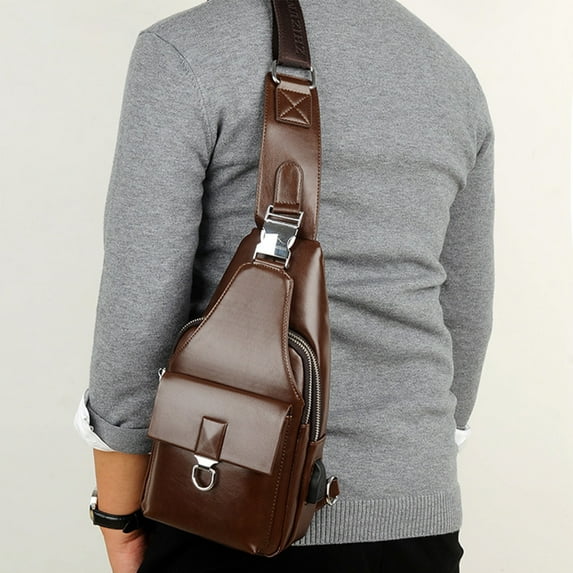 Gosuguu Crossbody Bag, Chest Pack, Men's Leather Shoulder Bag ...