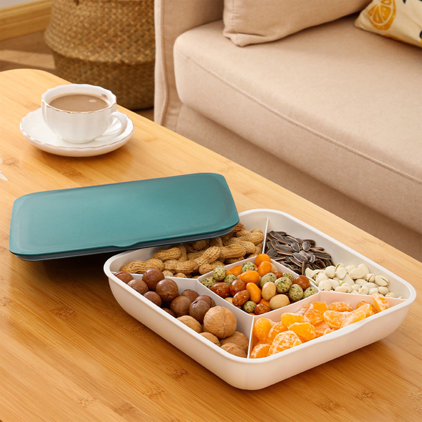 Gosuguu Elegant Flower Shaped Snack Organizer, Multi Compartment Clear ...