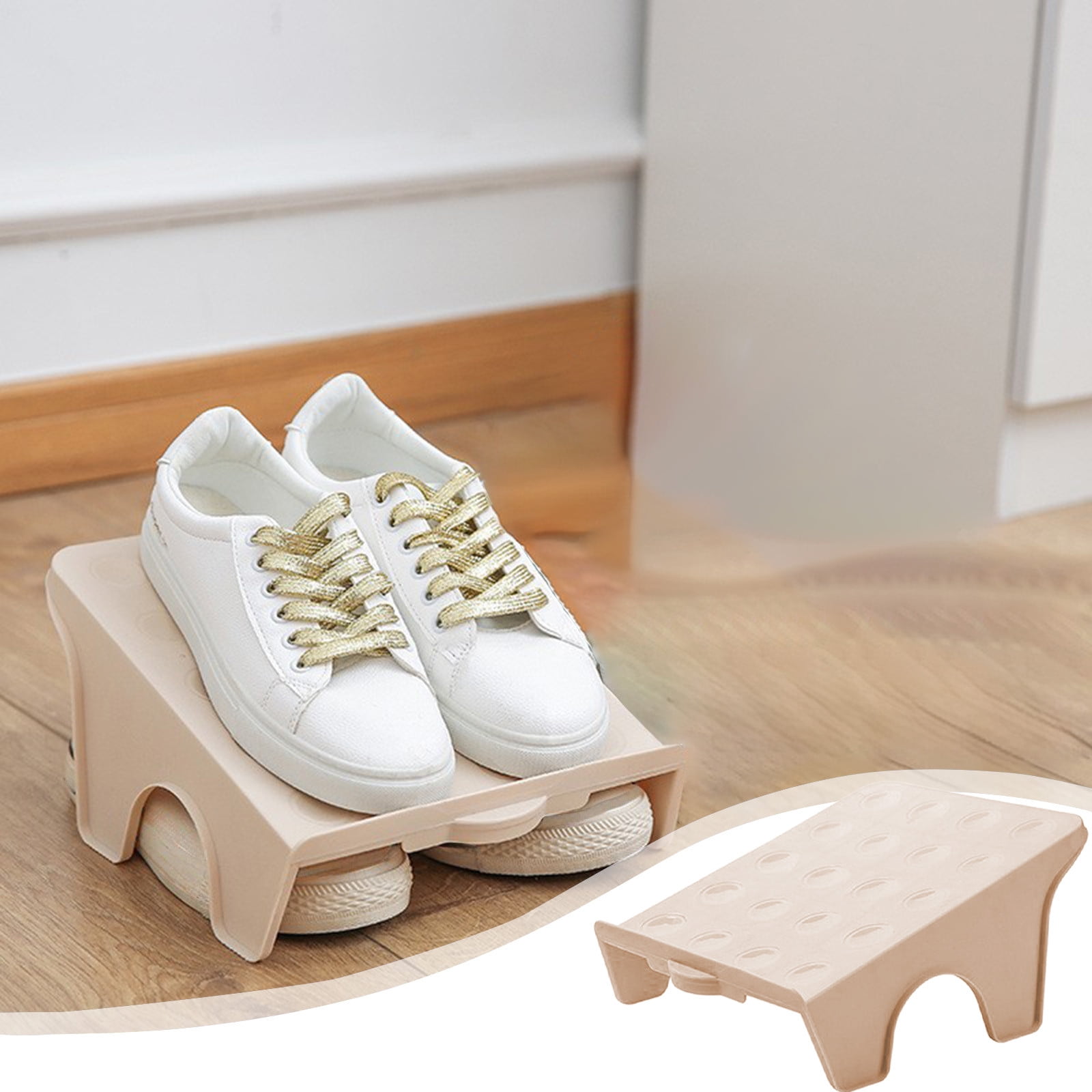 Gosuguu Home Storage Double Tier Shoe Tray Rack, Shoe Cabinet with ...