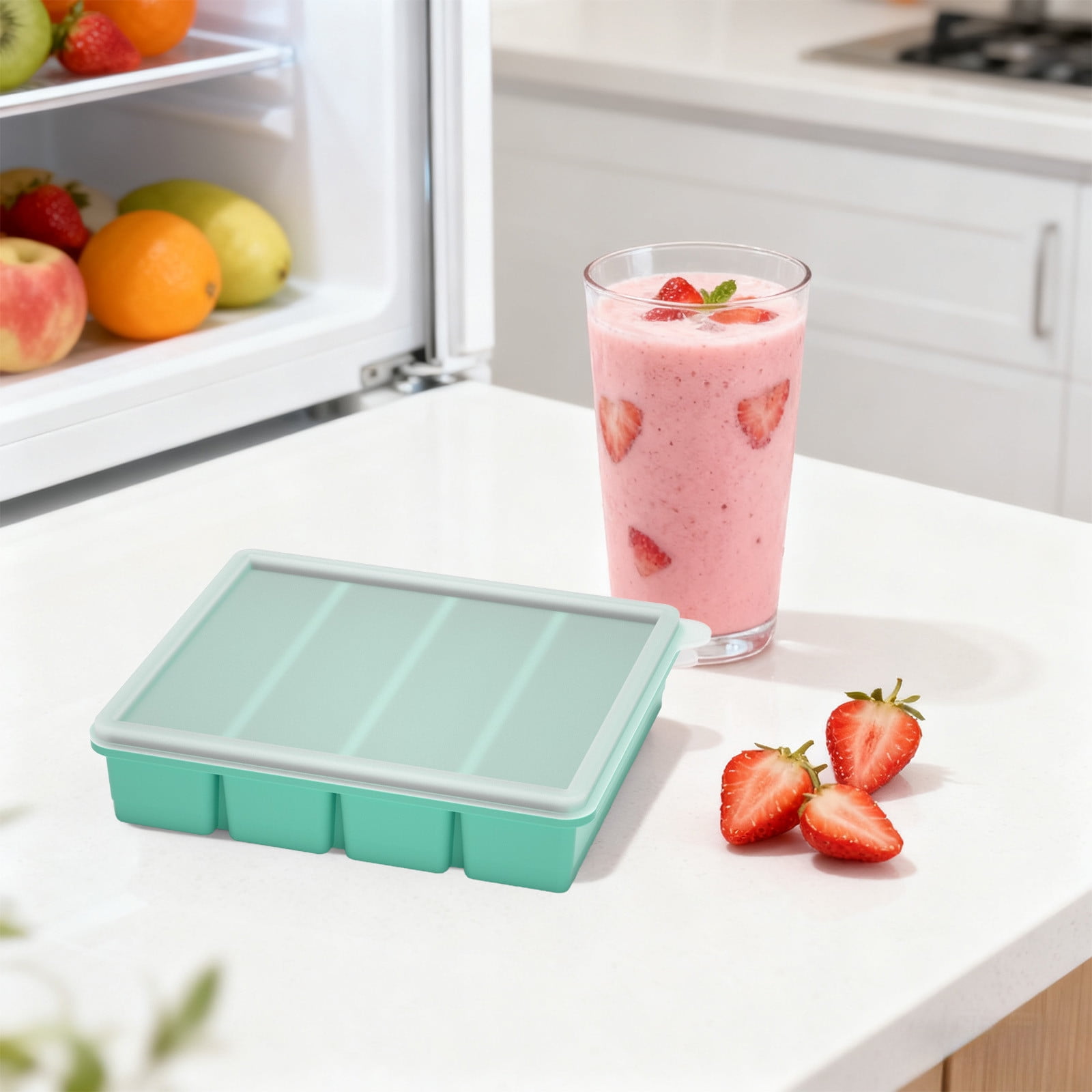 Gosuguu Large Silicone Ice Cube Tray with Lid for Freezer - Food Grade ...