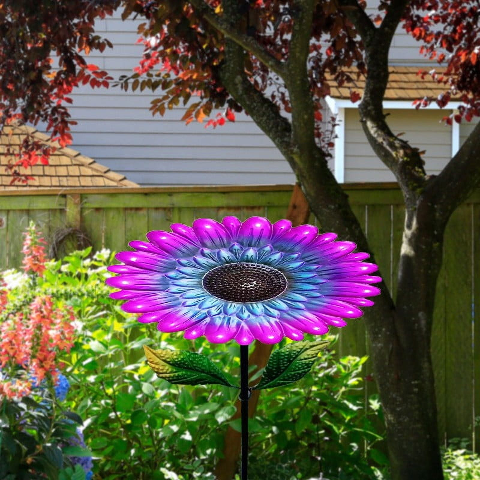 Gosuguu Metal Flower Bird Bath, Outdoor Garden Bird Feeder with ...