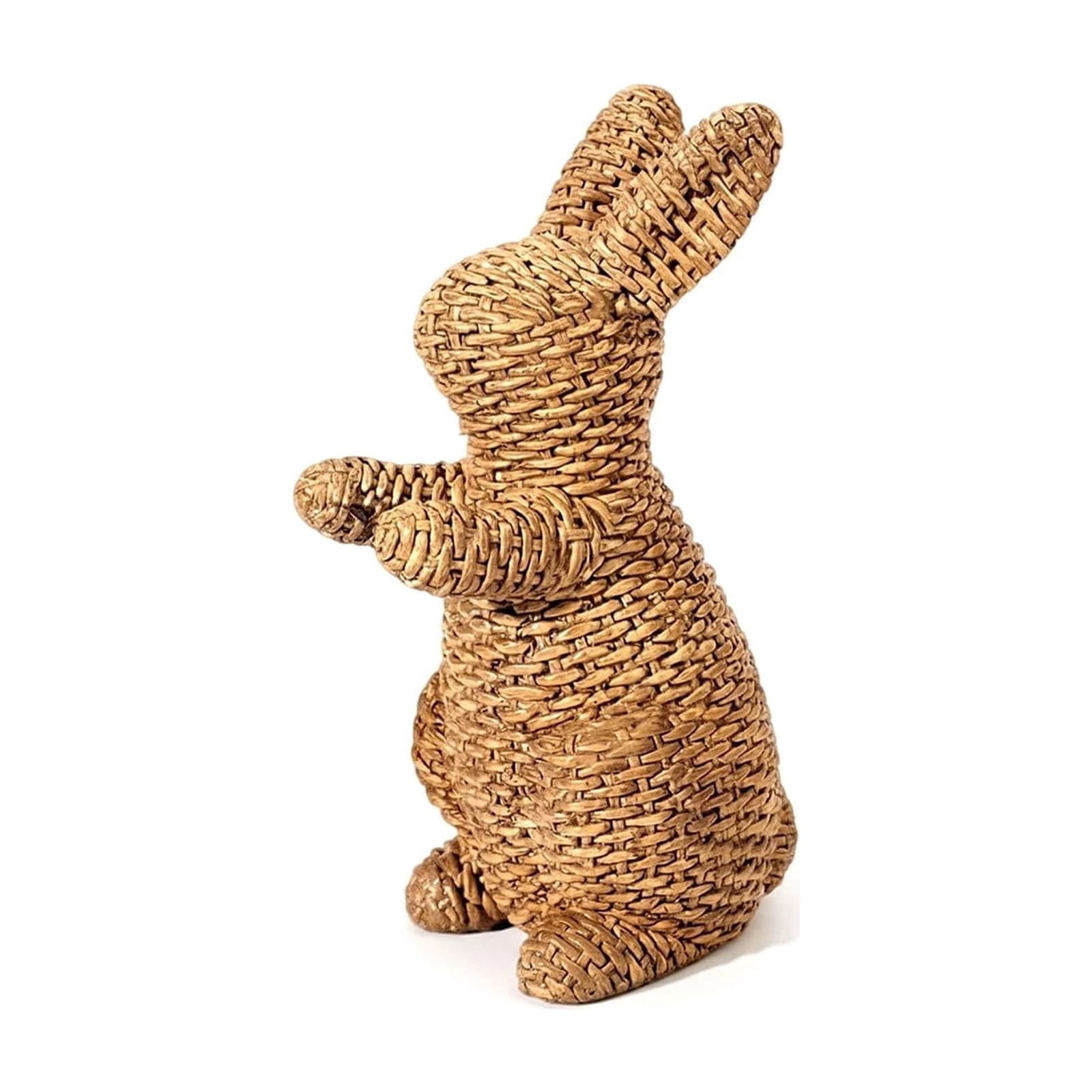 Gosuguu Resin Easter Bunny Statue with Rattan Weave Design for Indoor ...