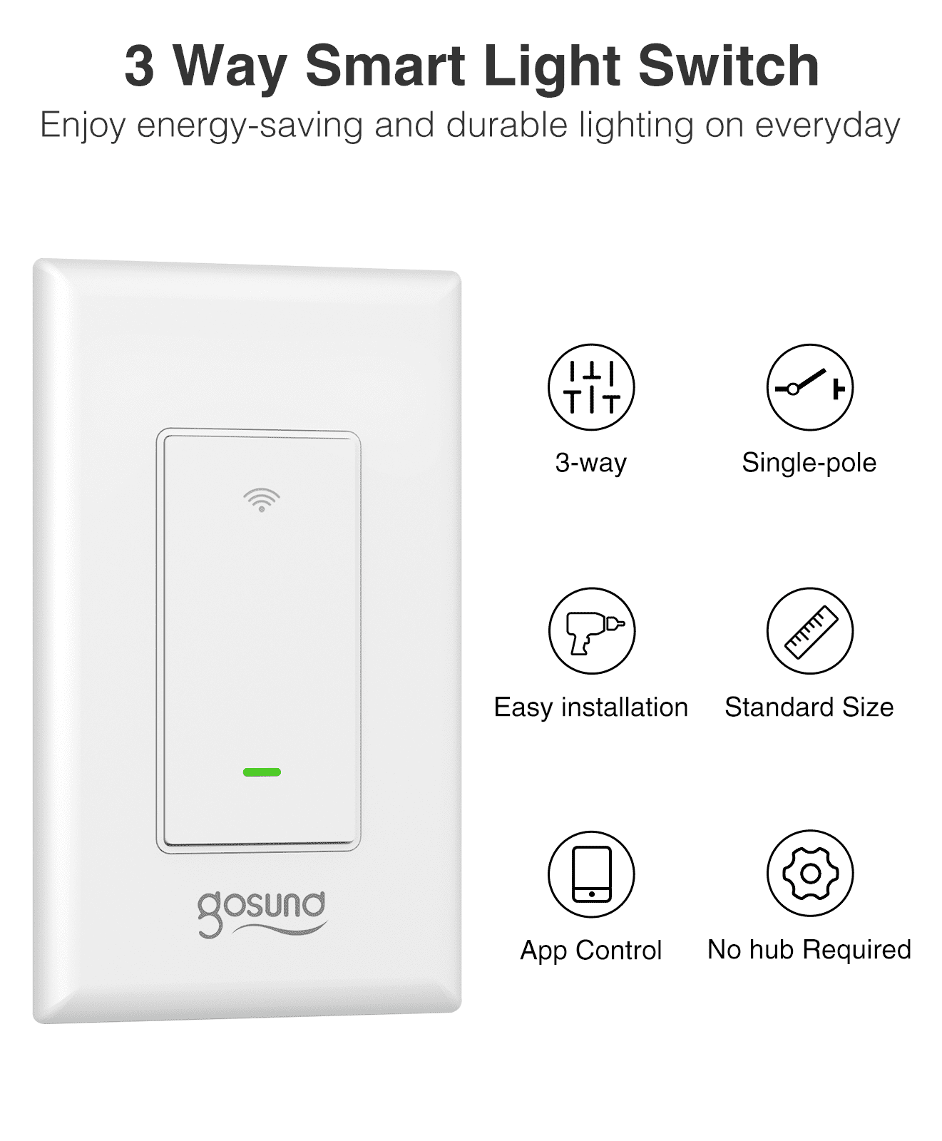Gosund 3 Way Smart WiFi Switch, Alexa/Google Home Compatible, Timer, No ...