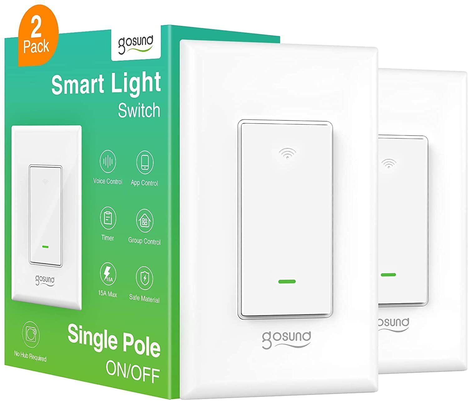 Gosund Alexa Smart Light Switch, 15A Wifi In-Wall Single-Pole with ...