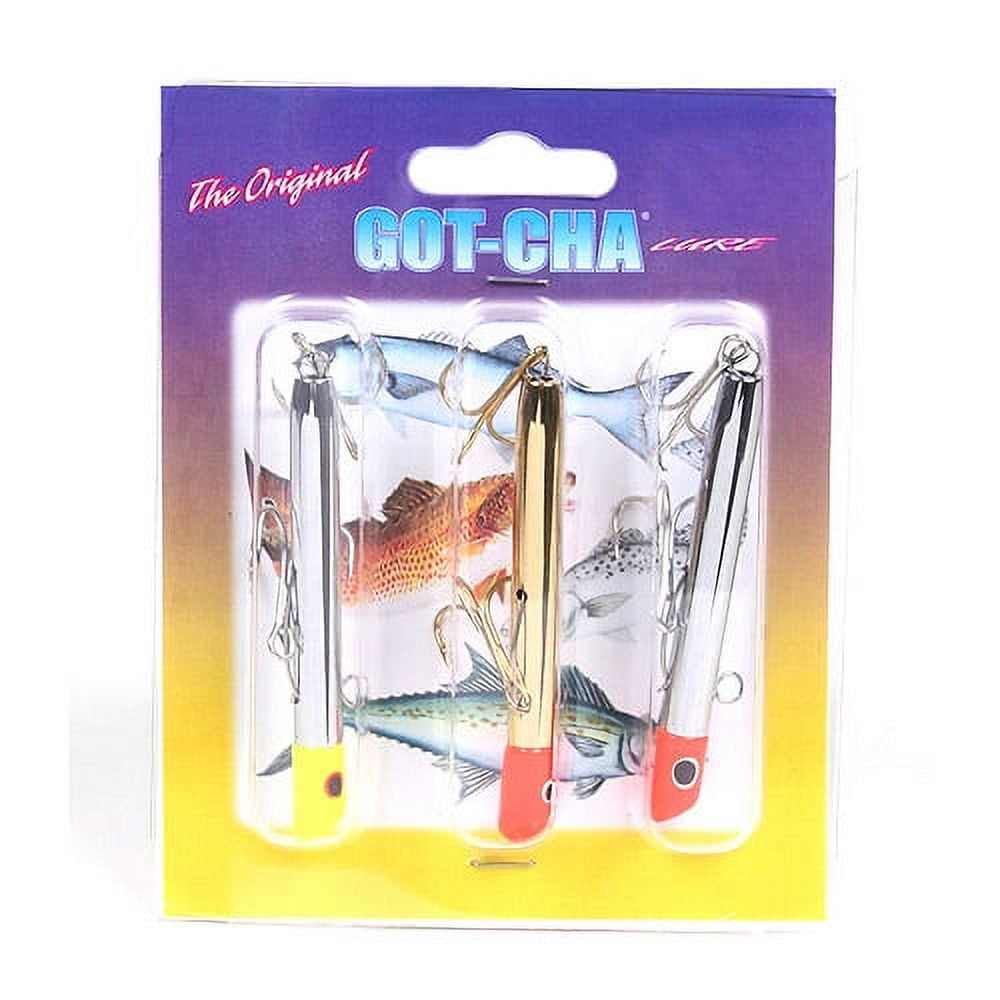 Got-Cha Mylar 1600 and 1700 Series Plug Fishing Lure Set, Silver and Gold, 2 5/8”, 7/8 ounce, 3 ...