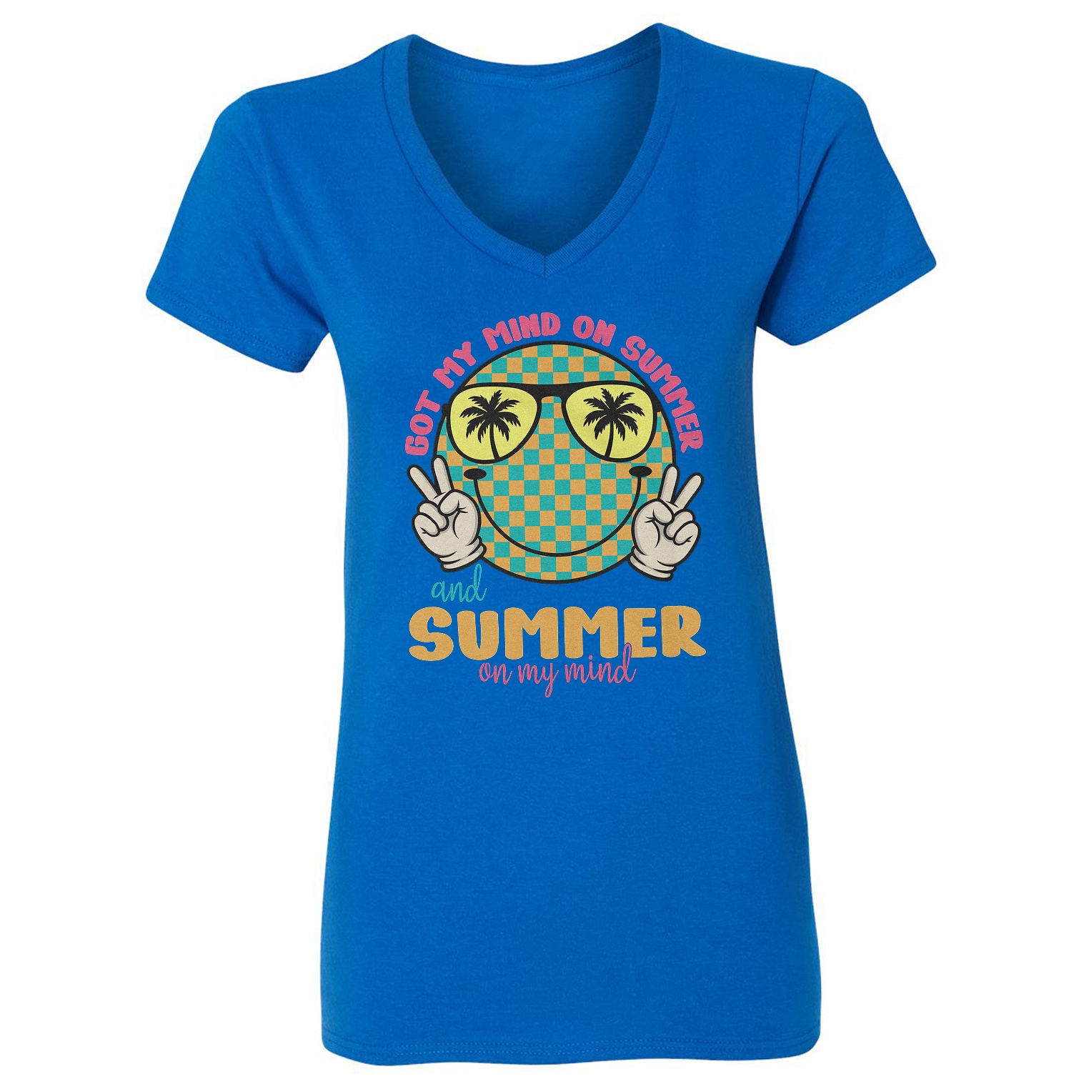 Got My Mind on Summer - Groovy Last Day of School Ladies' V-Neck Tshirt ...