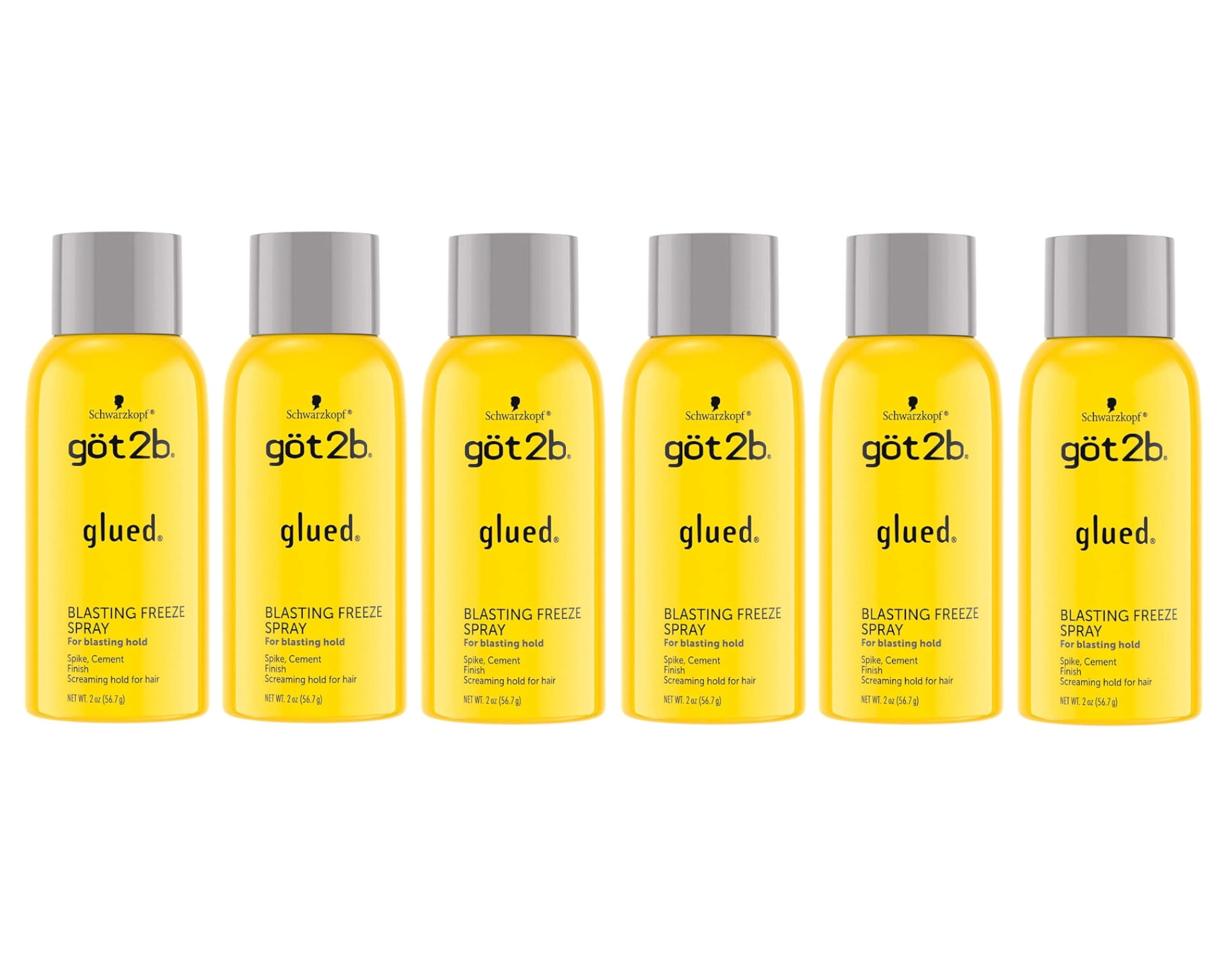 Got2b Glued Blasting Freeze Hair Spray, 2 Ounce - 6 Pack - Walmart.com
