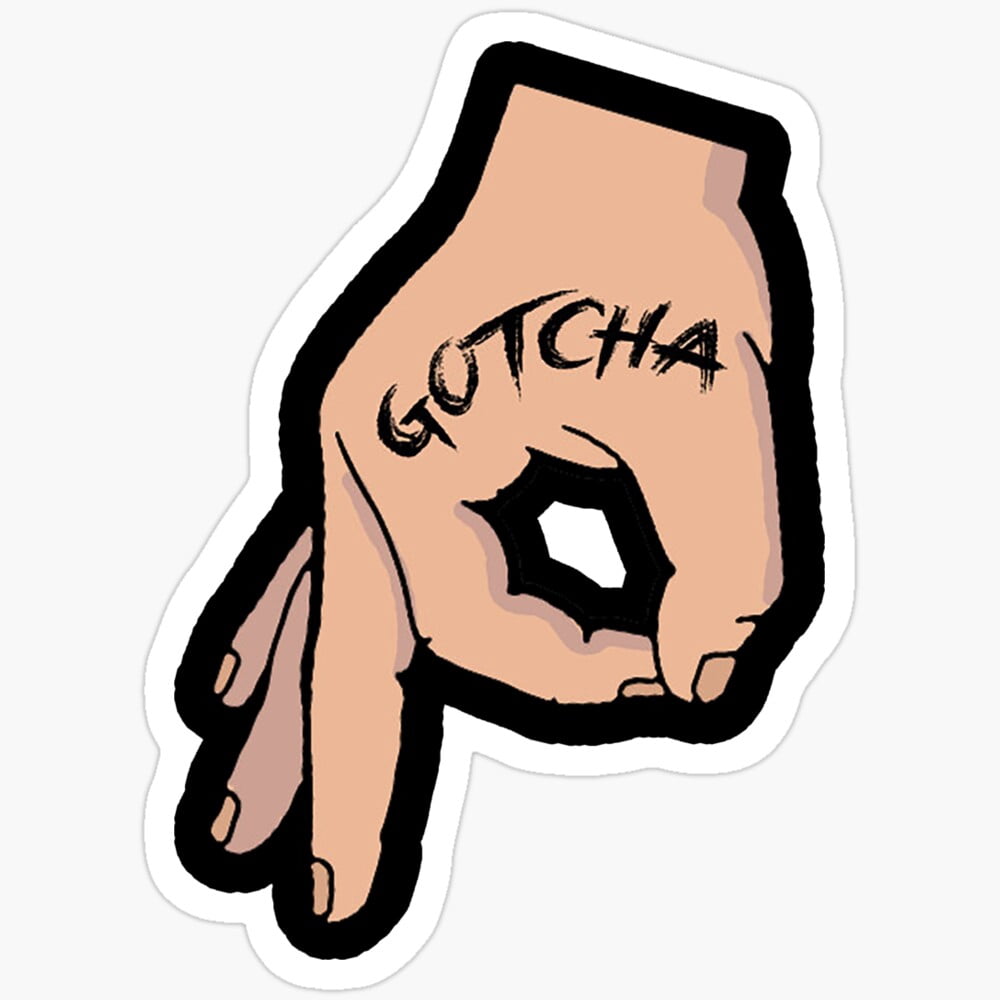 Gotcha Hand Sticker Phone Decal Water Bottle Stickers Car Decals ...