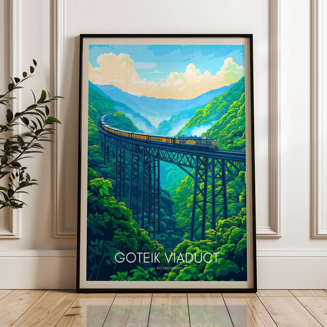 Goteik Viaduct Travel Poster - Myanmar Wall Art Print, Railway ...
