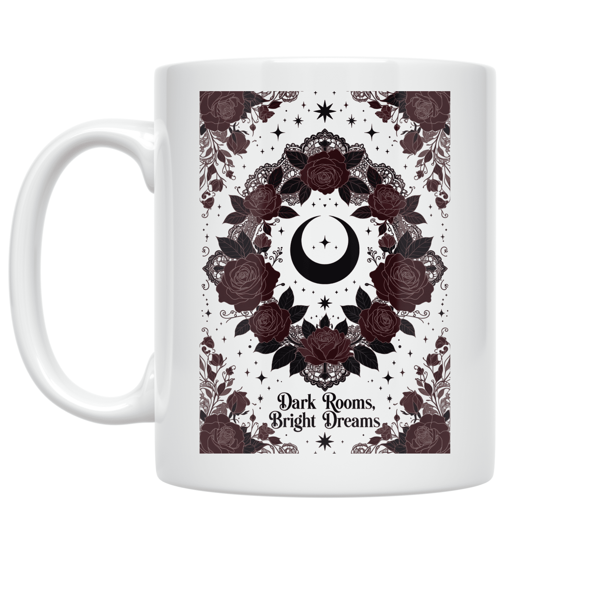 Goth Aesthetic Moon Roses Design - Teen Decor - 11 oz Ceramic Coffee ...