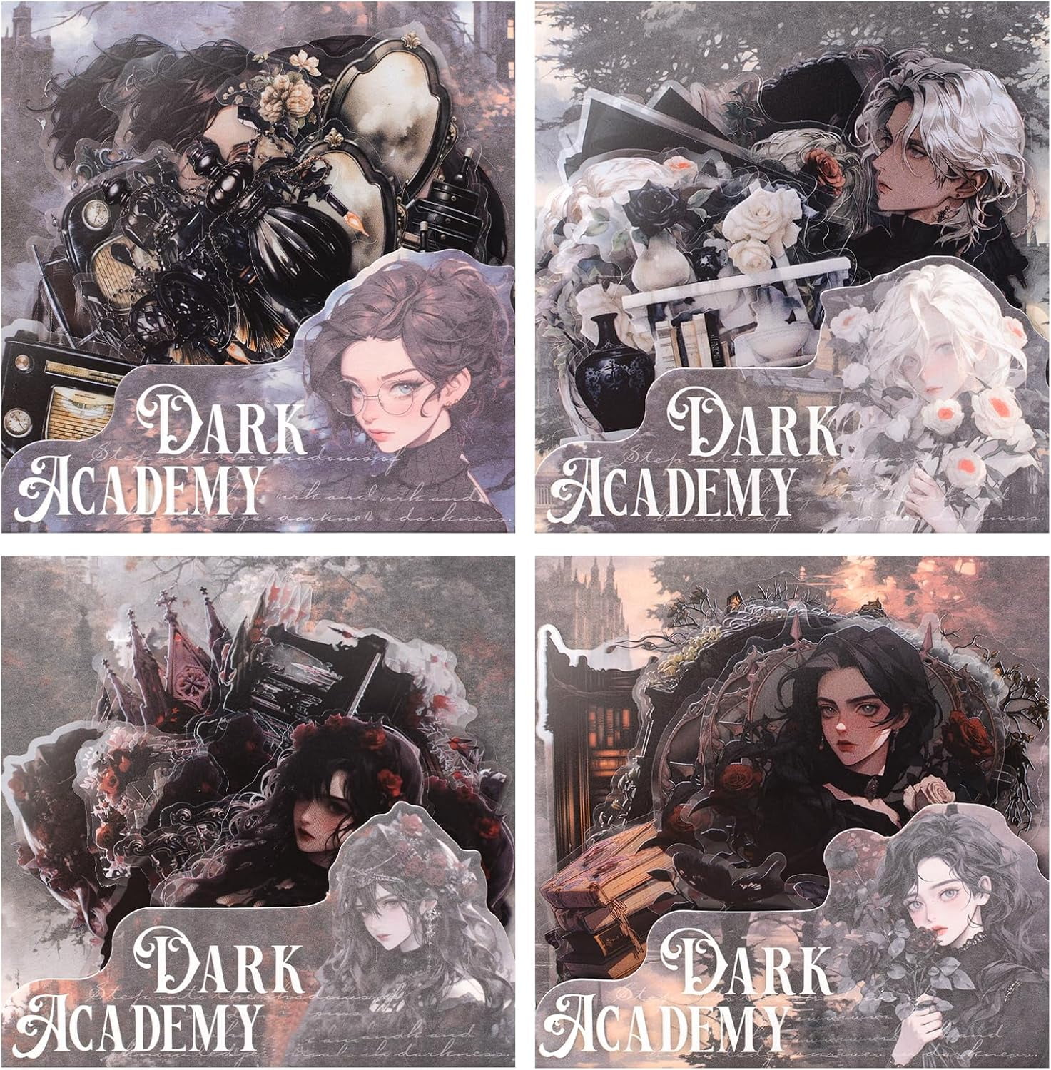 Goth Aesthetic Stickers,120 Pcs Gothic Style Die-Cut Sticker Book ...