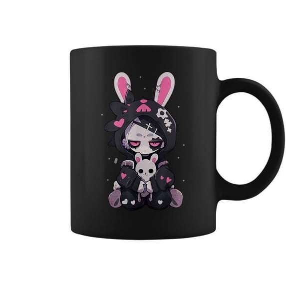 Goth Bunny Anime Girl Cute EGirl Gothic Outfit Grunge Coffee Mugs ...