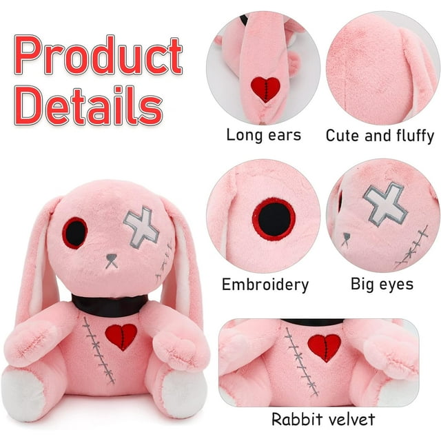 Goth Bunny Plush Rabbit Stuffed Animal Horror Plushies Easter Stuffed ...