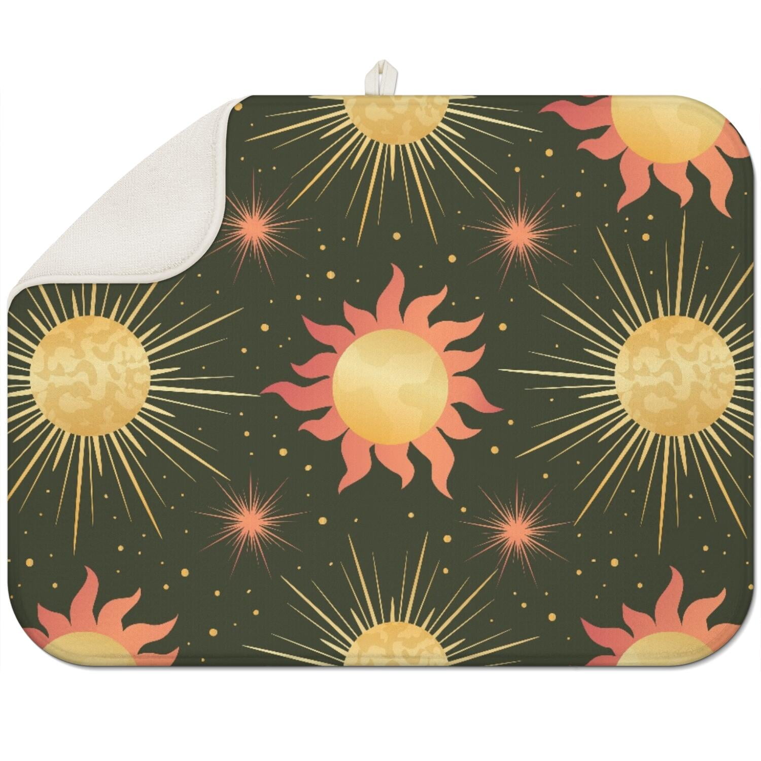 Goth Coffee Mat Starry Night Microfiber Dish Drying Pad Celestial Sun ...
