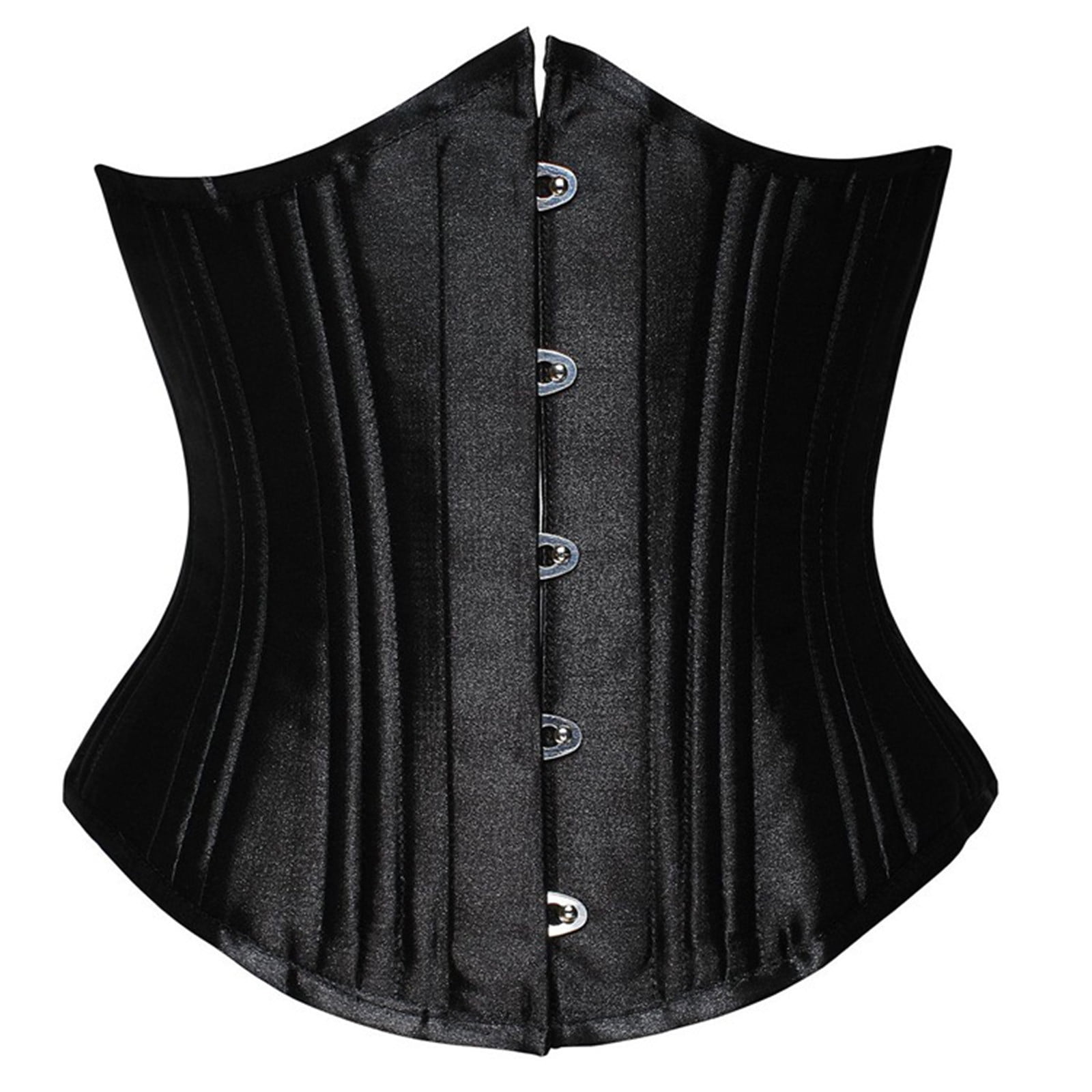 Goth Corset Dress Women's Satin Underbust Corset Bustier Waist Training ...