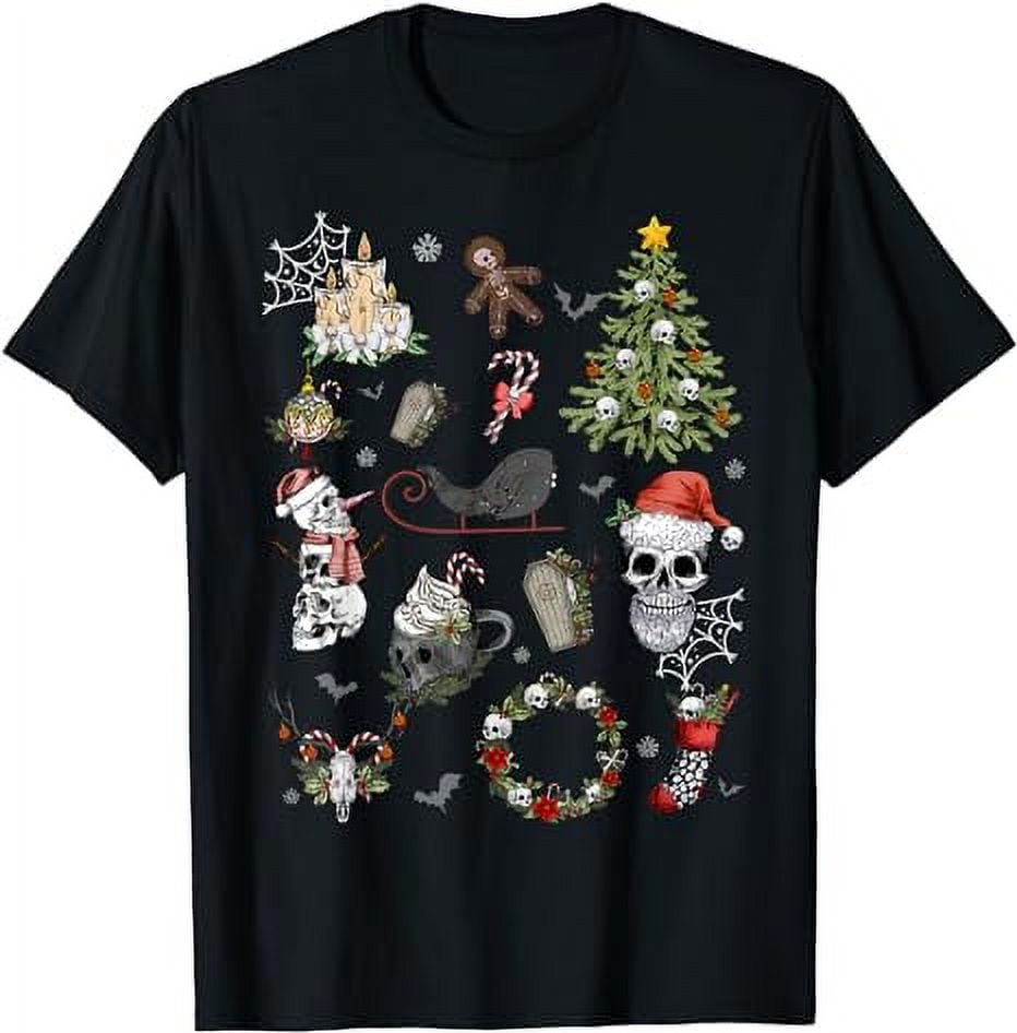 Goth Dark Christmas Santa Skull Creepy Xmas Spooky Aesthetic T-Shirt ...