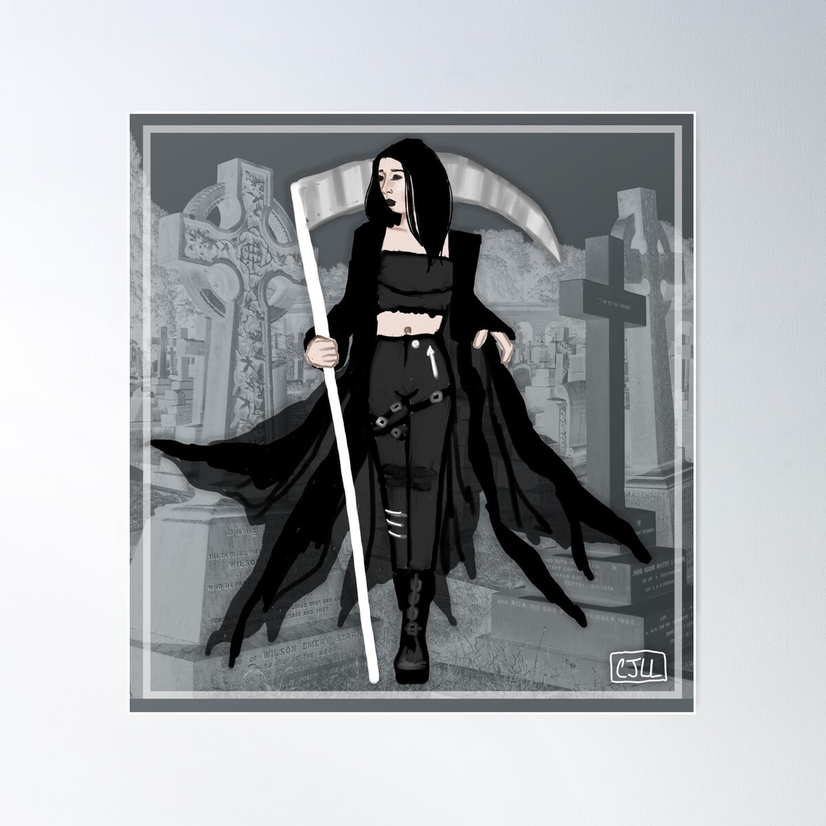 Goth Death Card Poster Wall Art, Modern Wall Decor For Living Room ...