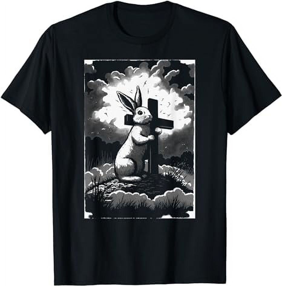 Goth Easter Bunny Hugs Cross Gravestone In Haunted Cemetery T-Shirt - Walmart.com