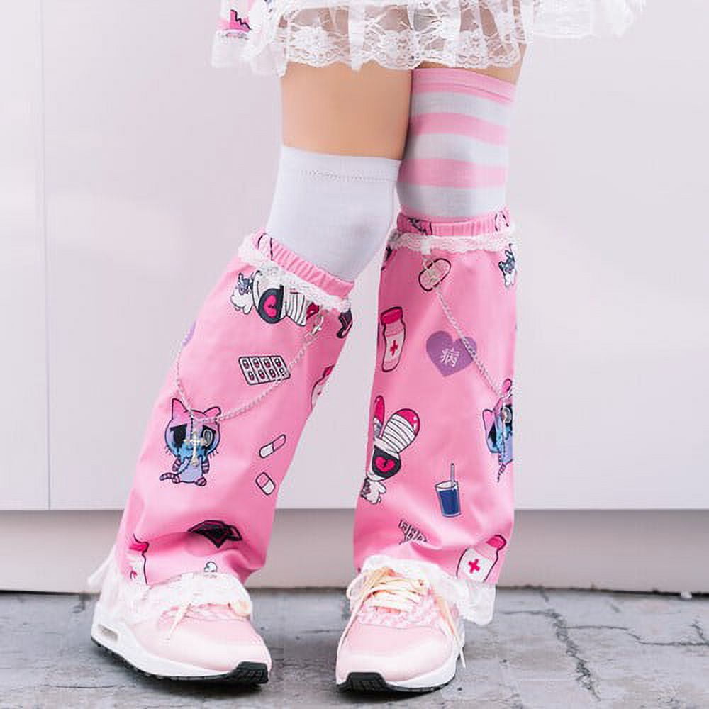 Goth Emo Kawaii Punk Gothic Lolita Cute Leg Warmers with Cross Chain ...