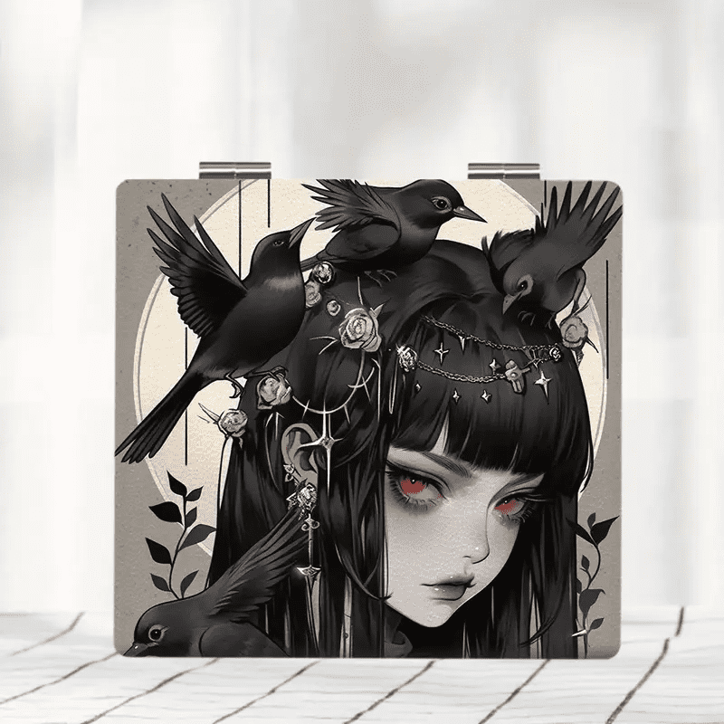 Goth Emo Punk Anime Cosplay Raven Girl Compact Make Up Mirror - Walmart.com