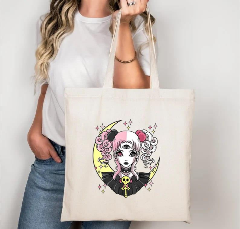 Goth Emo Punk Girl Form Alternative Style Dark Fashion TOTE BAGS ...