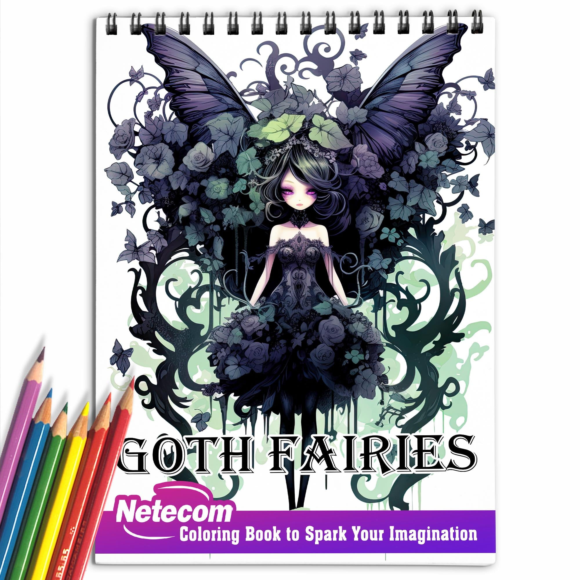 Goth Fairies Spiral Bound Coloring Book, Unleash Your Creativity with ...