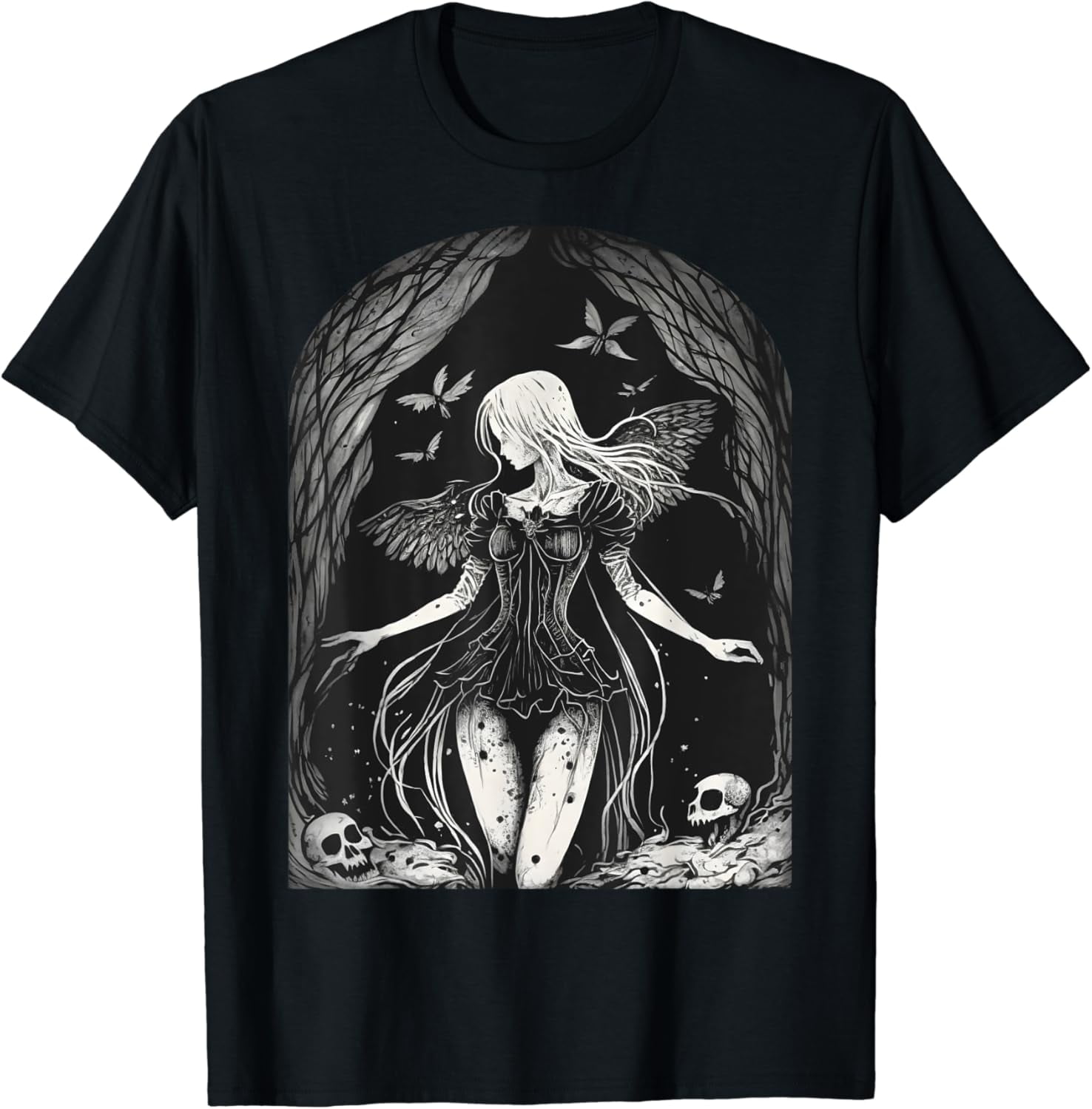 Goth Fairy Dark Witch Forest Gothic Alt Horror Aesthetic T-Shirt ...