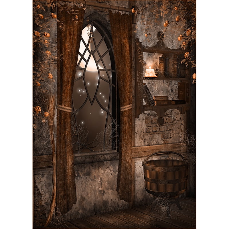Goth Fairy Tale Old Bookshelf Arch Window Baby Photography Backdrops ...