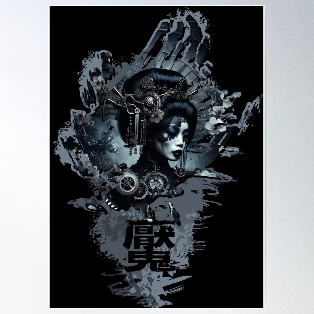 Goth Geisha Psycho Punk Poster Wall Art, Modern Wall Decor For Living ...