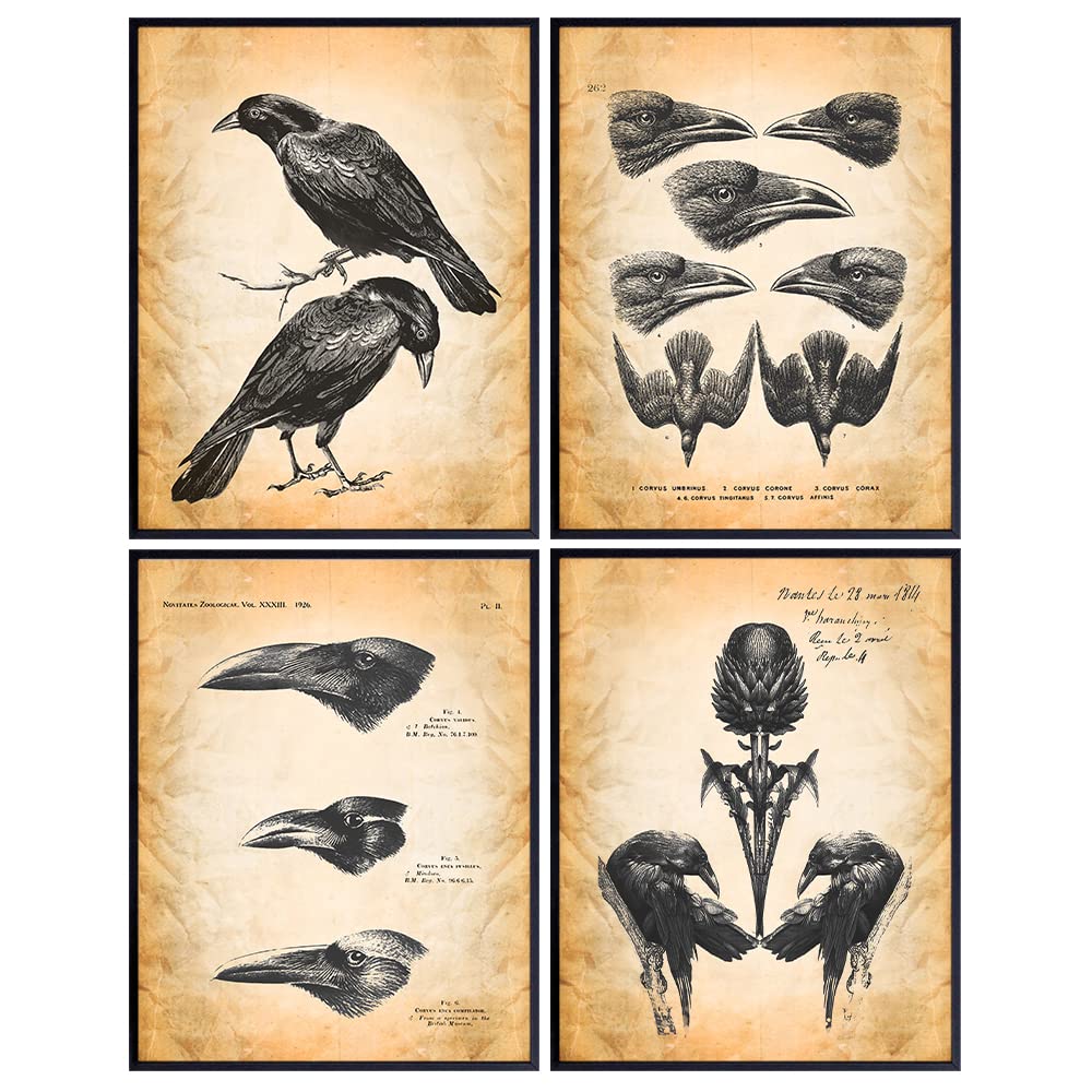 Goth, Gothic Edgar Allan Poe, The Raven Poem Wall Art Decor Set ...