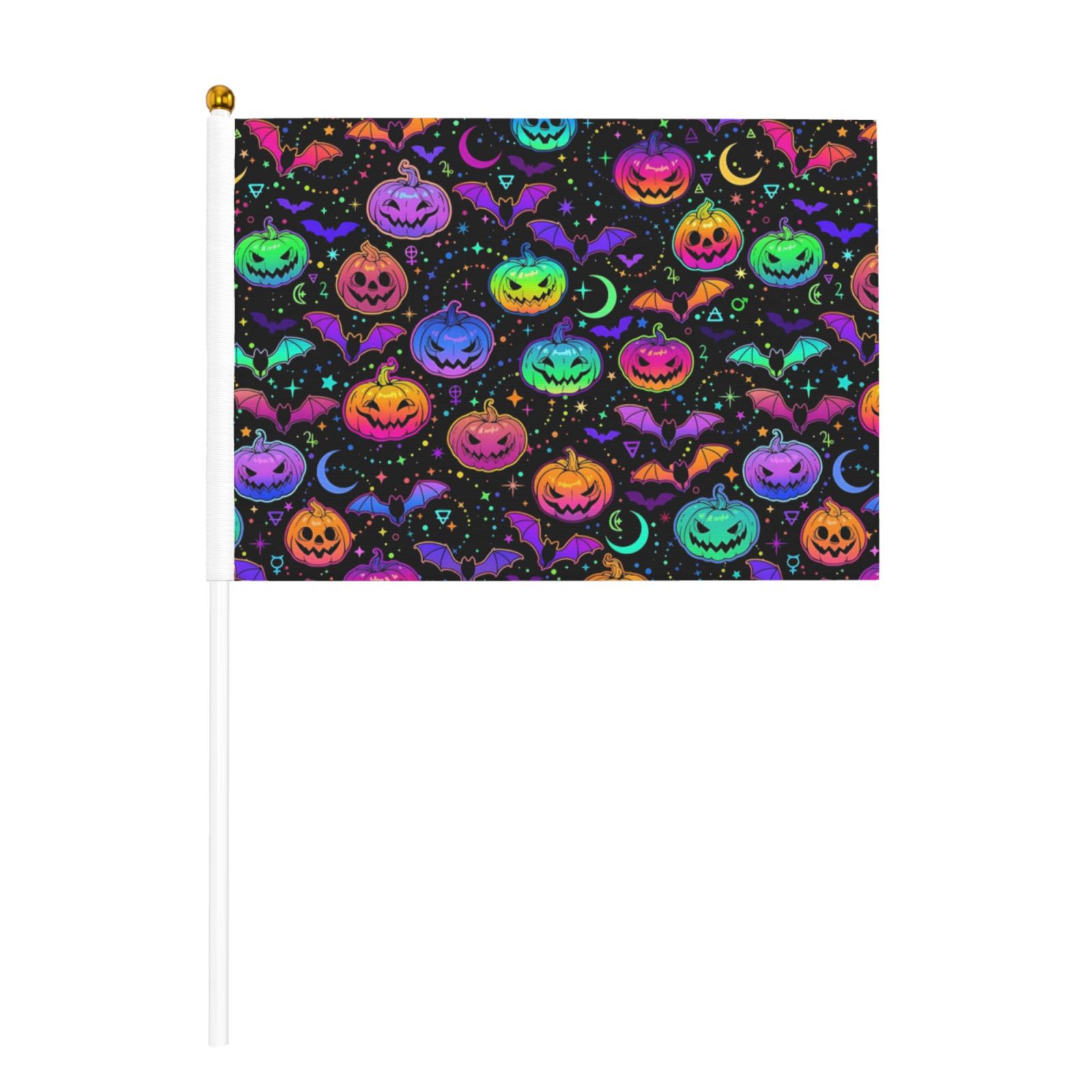 Goth Halloween Skull Pumpkin And Bat Flag Small Mini Hand Held Flags ...