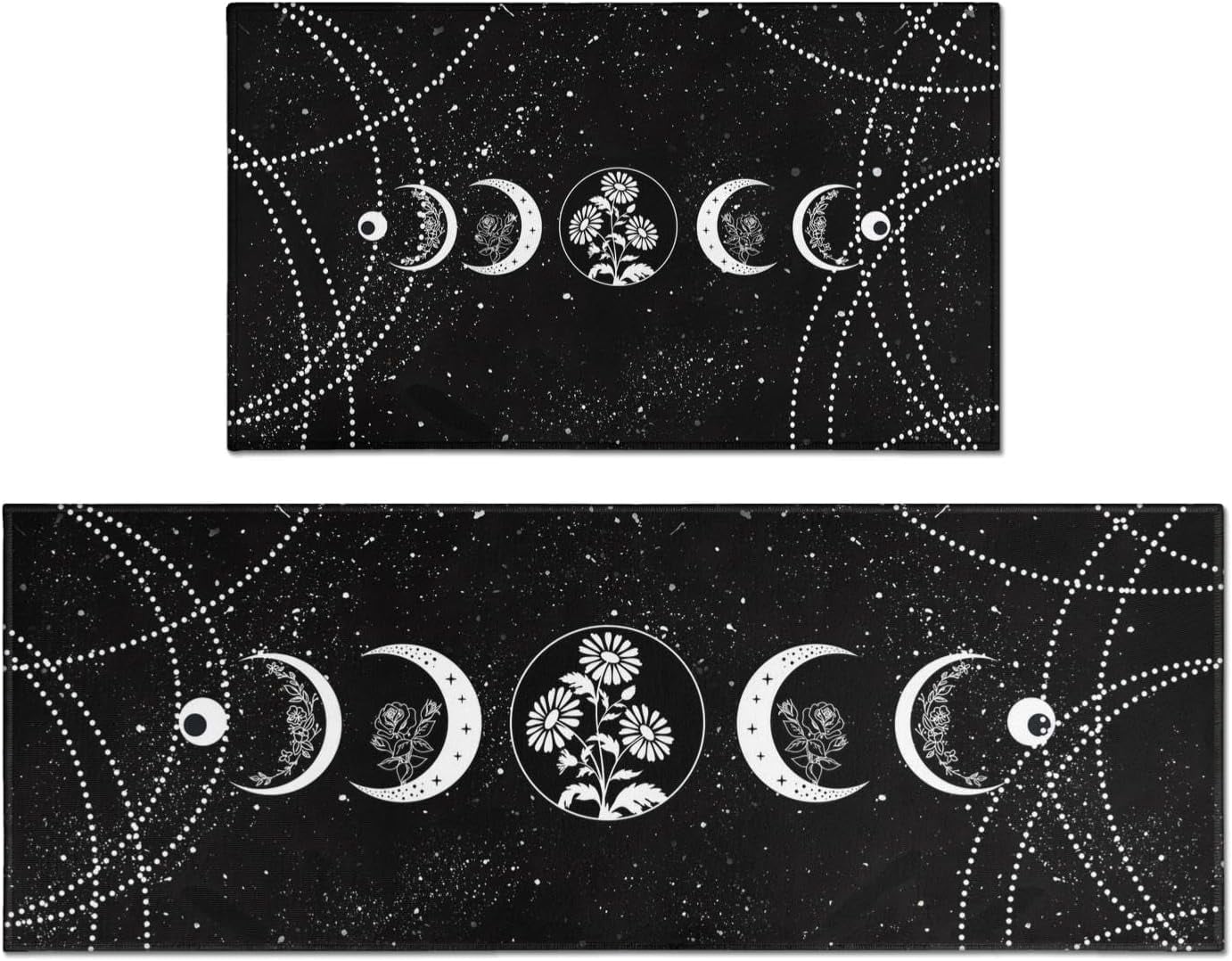 Goth Kitchen Mat Set of 2, Moon Phase Kitchen Rugs for Floor Halloween ...