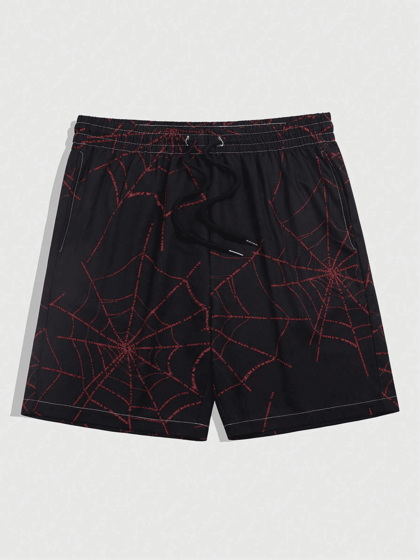 Goth Men Simple Spider Web Print Shorts Men‘s swim Trunks Elastic Waist ...