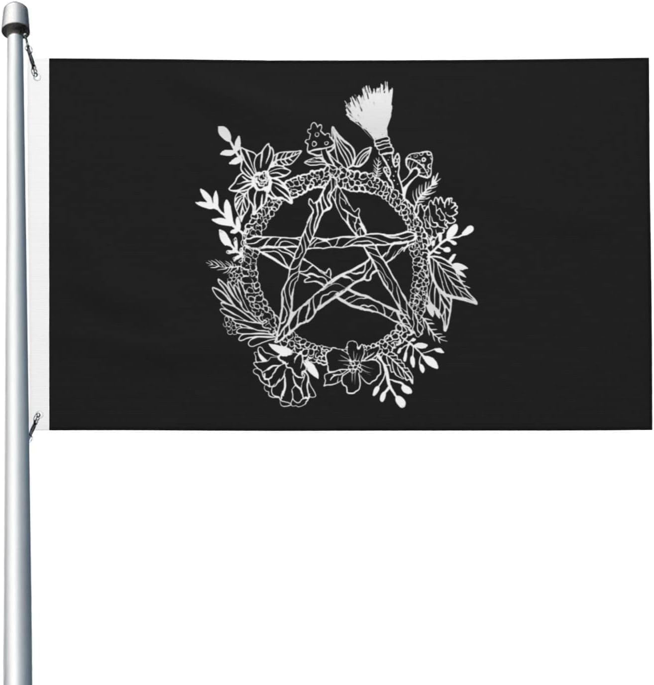 Goth Pentacle Wreath Wicca Witch Pagan Garden Flag Outdoor Indoor Party ...