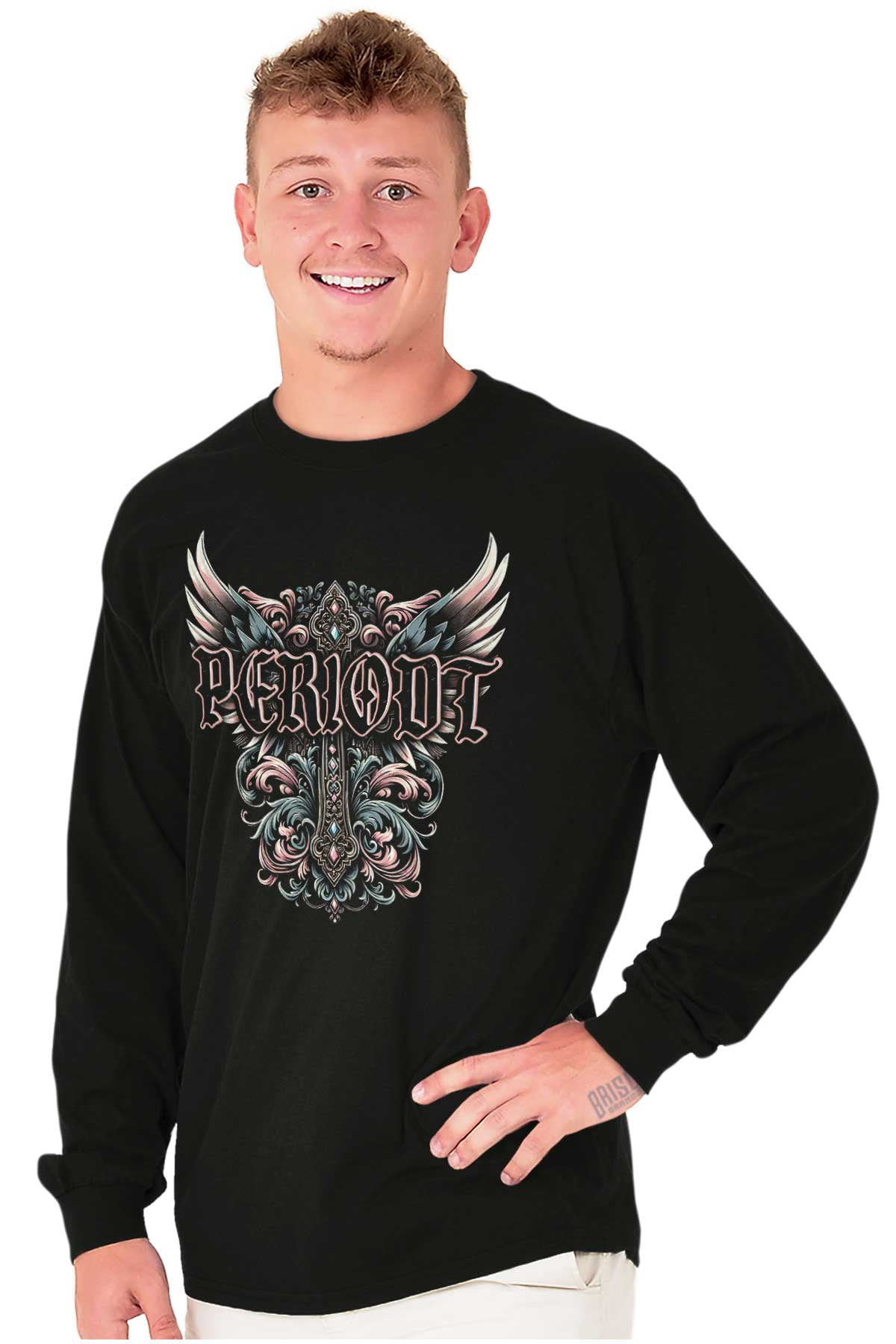 Goth Periodt Cross Angel Wings Long Sleeve TShirt Men Women Brisco ...