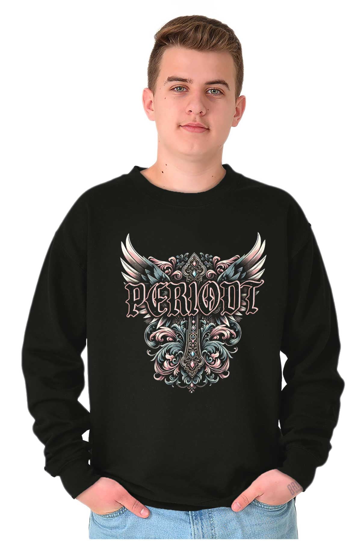 Goth Periodt Cross Angel Wings Sweatshirt for Men or Women Brisco ...