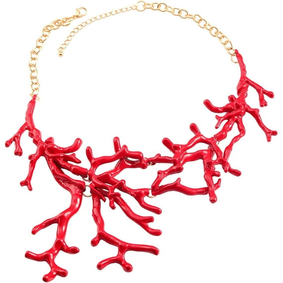 Goth Red Coral Pendant Choker High-Grade Necklace For Women Elegant All ...
