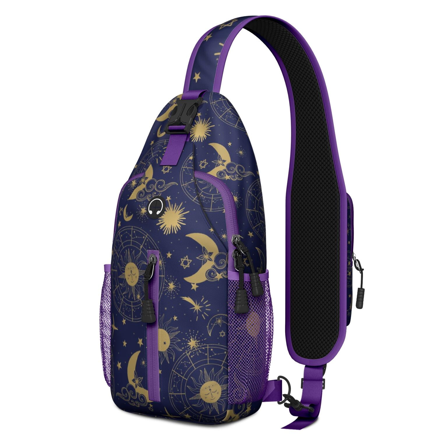 Skull Print Gothic Sling Backpack with External Laptop Pocket and ...
