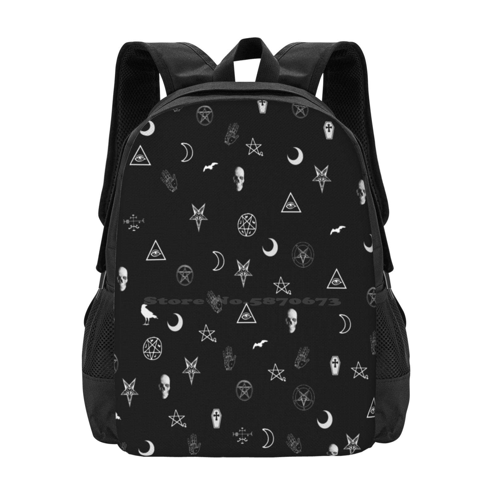 Goth Symbols Pattern Pattern Design Bag Student'S Backpack Gothic ...