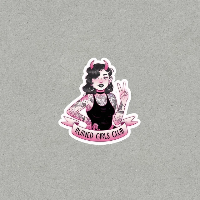 Goth Tattoo Girl Sticker - Ruined Girls Club Decal Illustrationphone ...