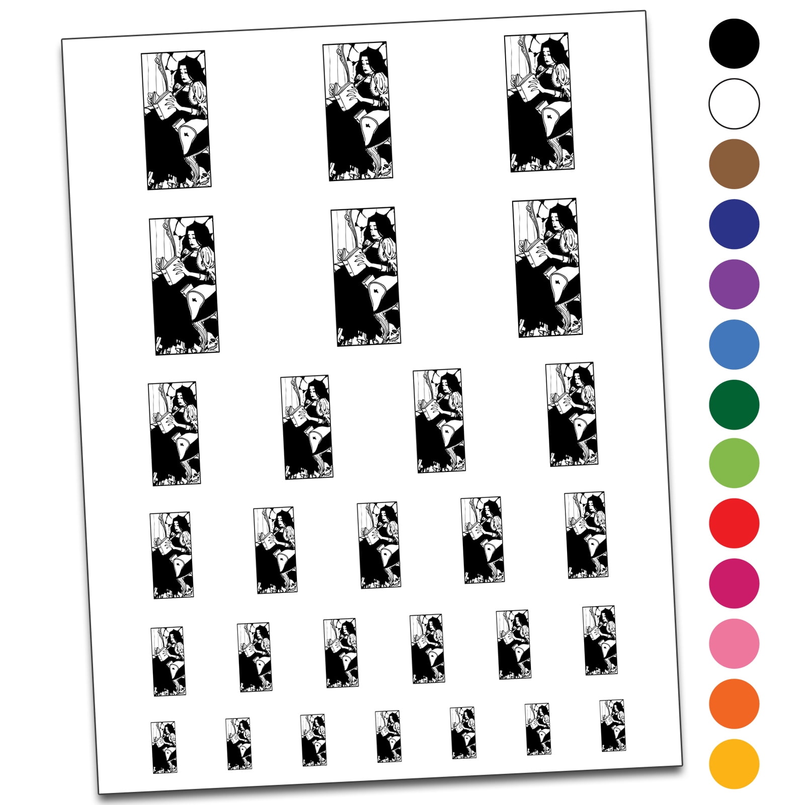 Goth Victorian Girl Reading Book Water Resistant Temporary Tattoo Set ...