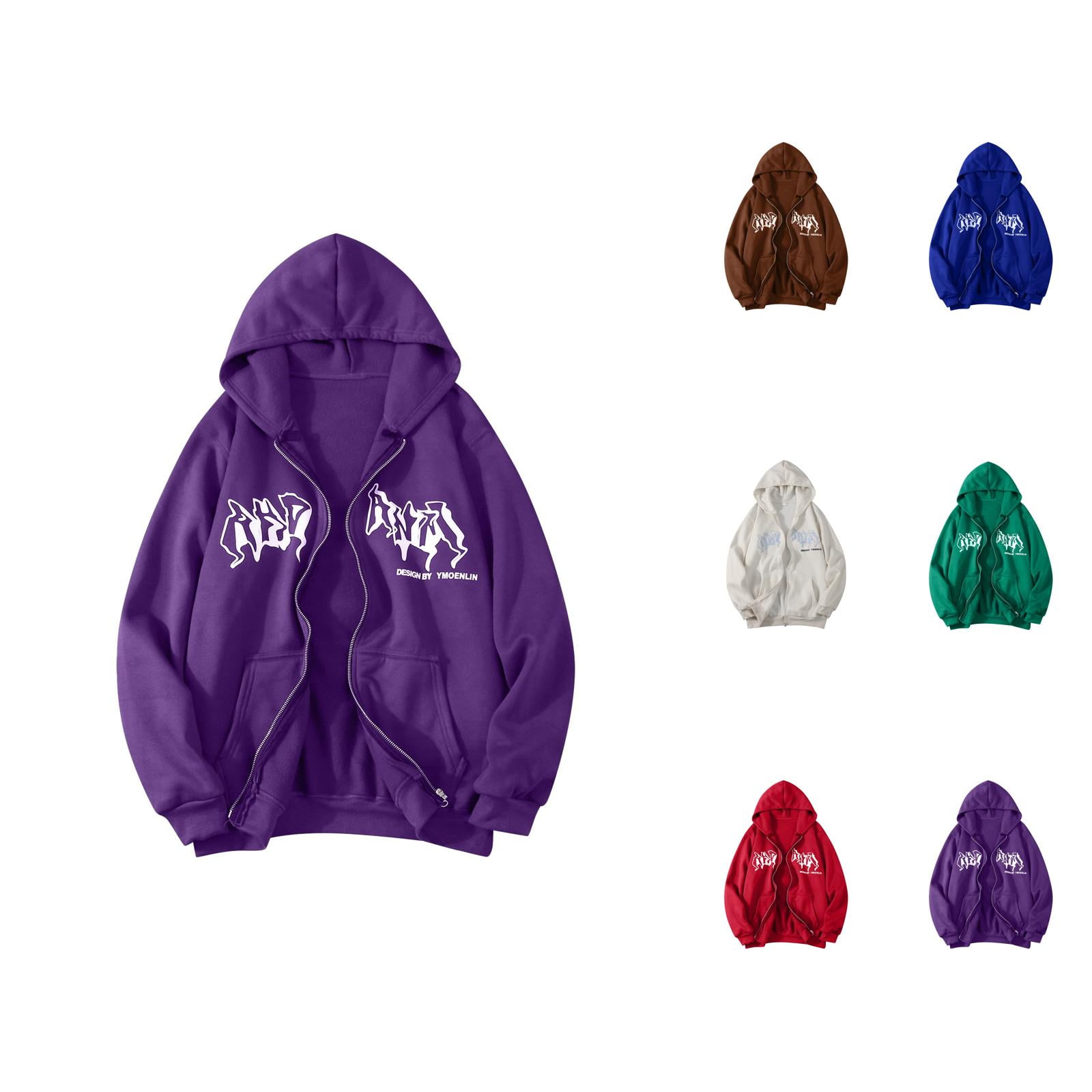 Goth Zip Up Hoodie for Women 2026 Fall Winter Casual Long Sleeve Y2K ...