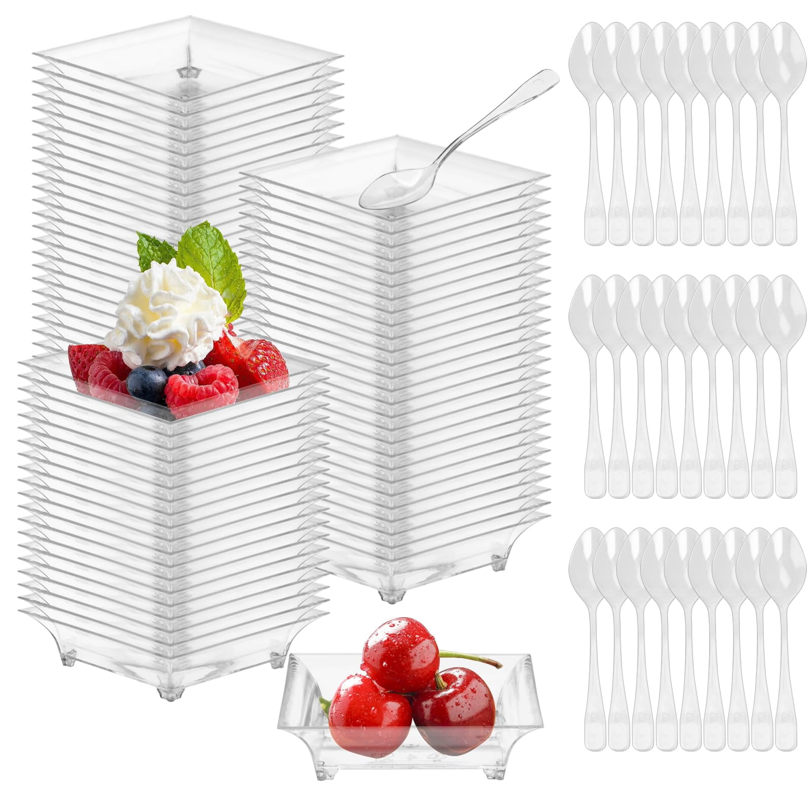 GothaBach 100 Sets 2.4'' DEF29 Mini Dessert Plates With Tasting Spoons ...
