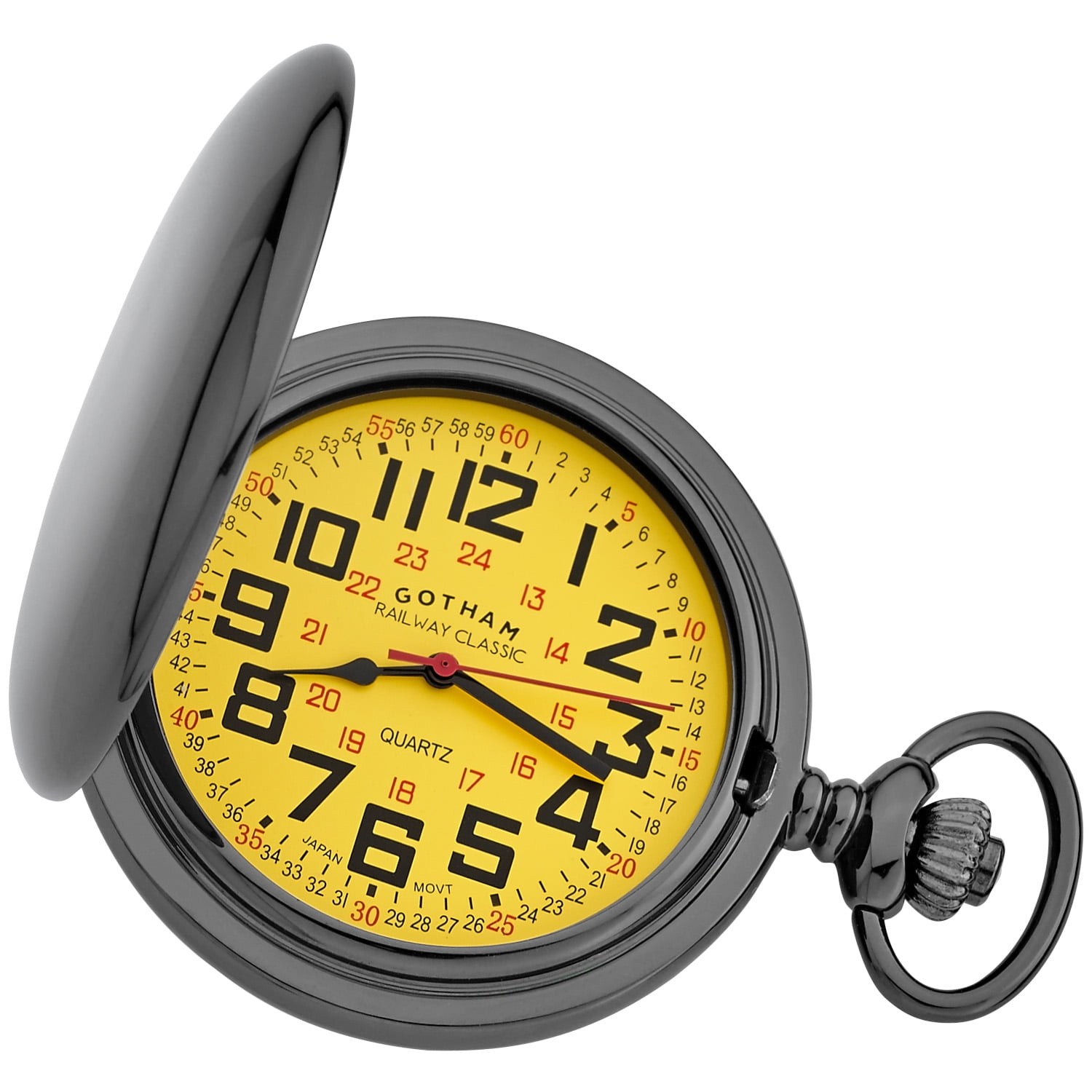 Gotham Men's Quartz Pocket Watch, Gunmetal Railroad Polish, Covered ...