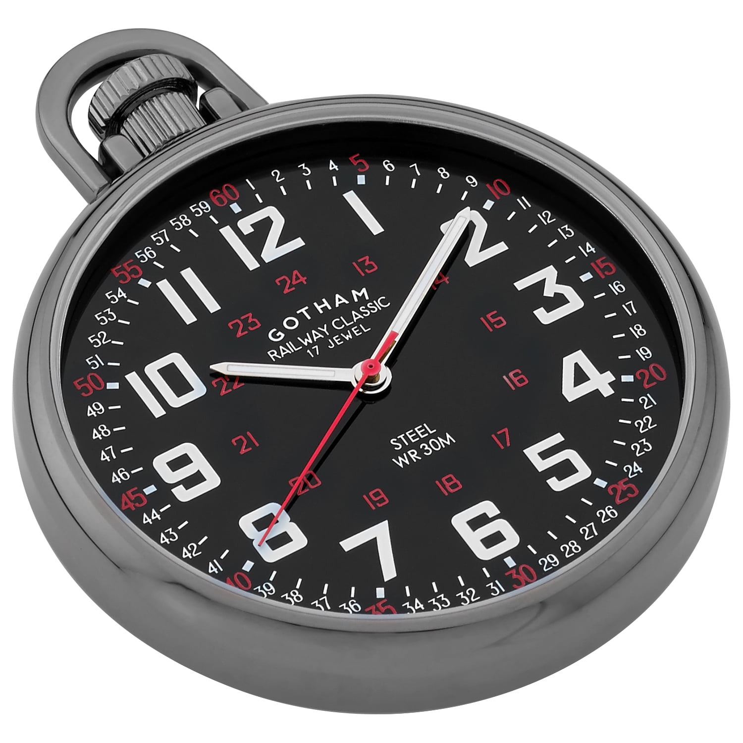 Gotham Men's Stainless Steel Gun-Plated Mechanical Hand Wind Railroad ...