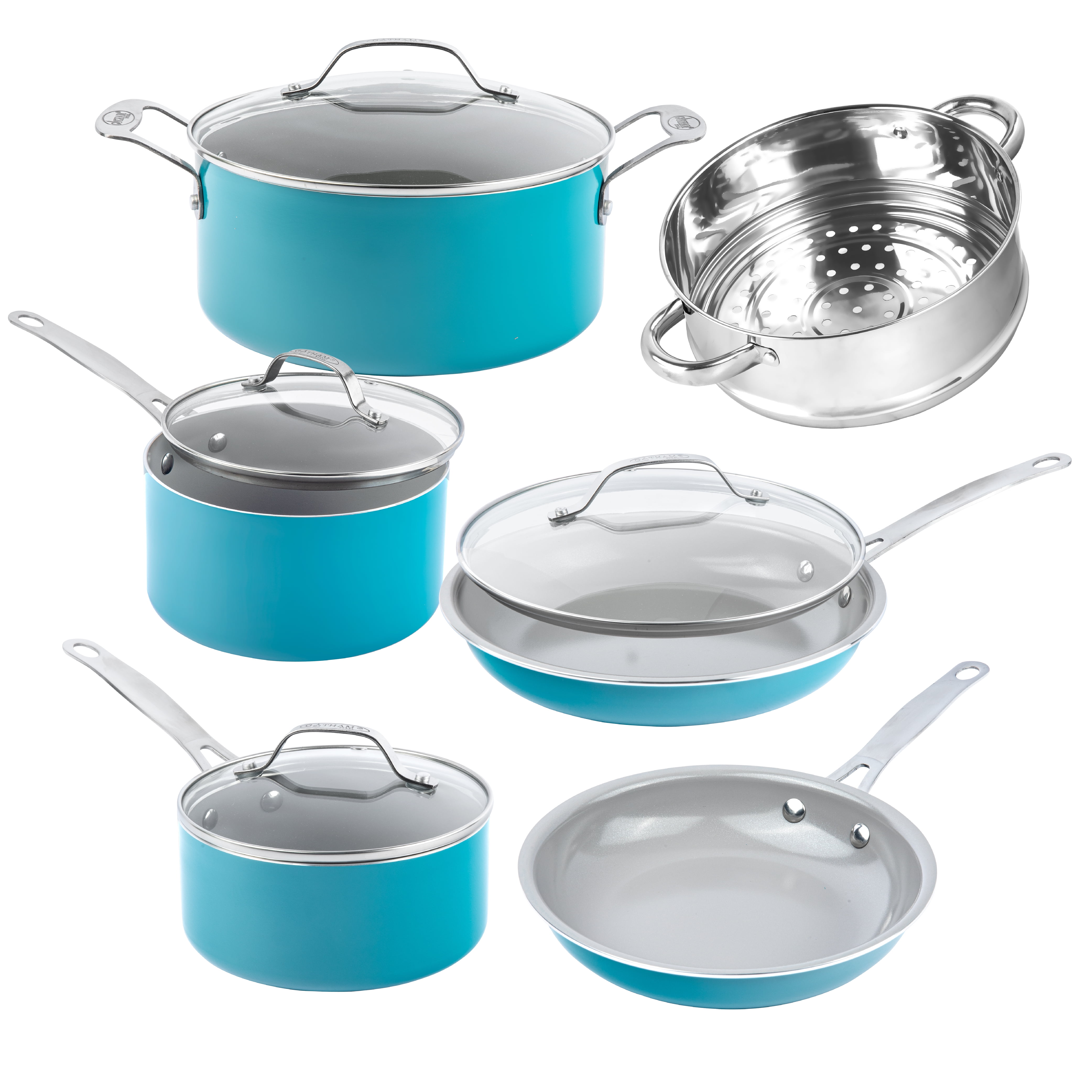 Gotham Steel 10Pc Pots and Pans Set Nonstick Cookware Set Blue ...