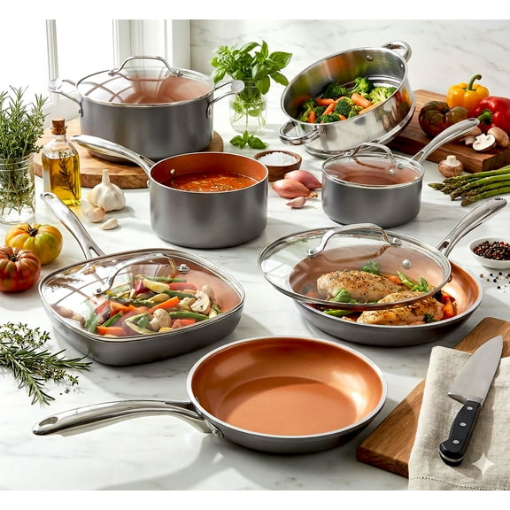 Pots and Pans Set, Aluminum Nonstick Cookware Set, Fry Pans, Casserole ...