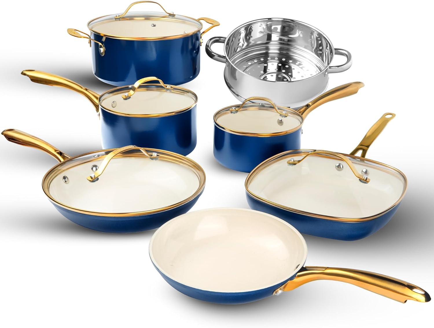 Gotham Steel 12 Pc Nonstick Ceramic Cookware Set, Navy - Walmart.com
